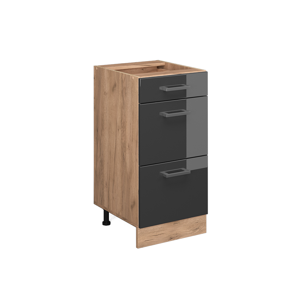 Vicco Kitchen base cabinet Anthracite high gloss 40 cm with drawers ...