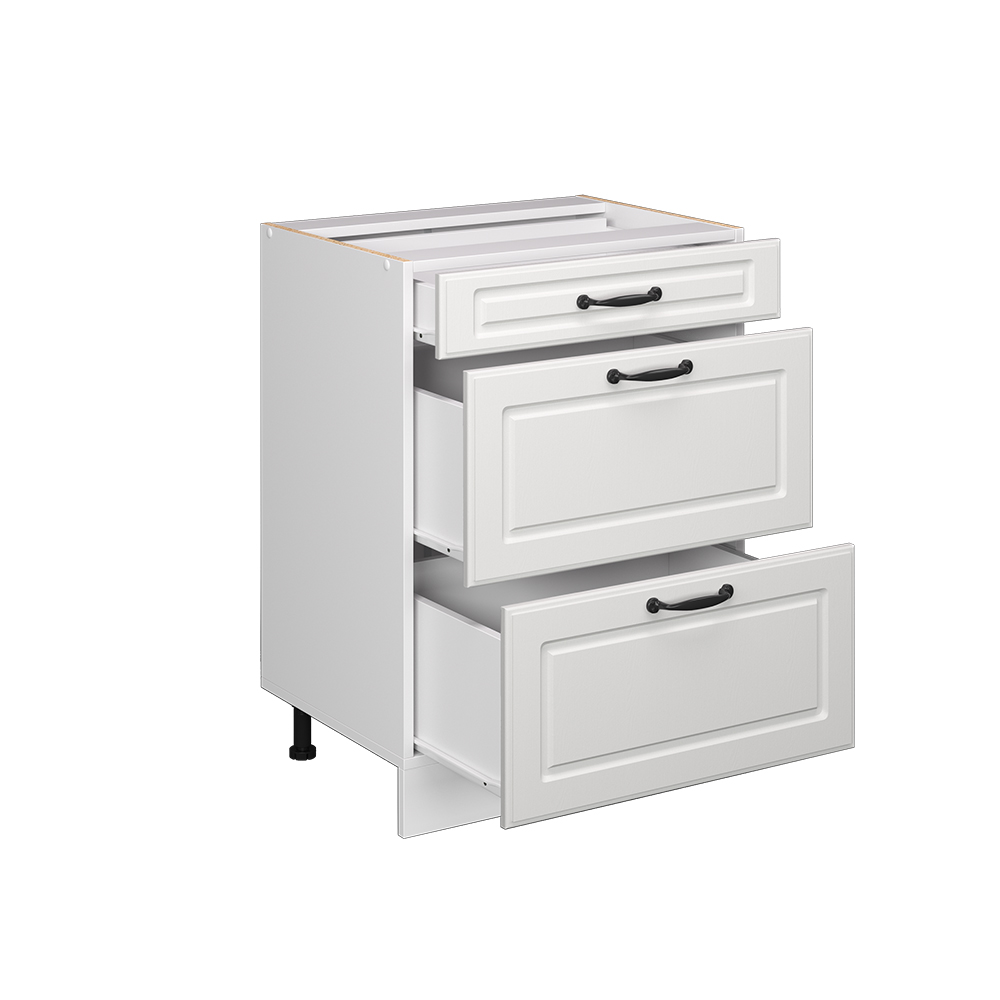 livinity® Kitchen base cabinet White country house 60 cm with drawers ...