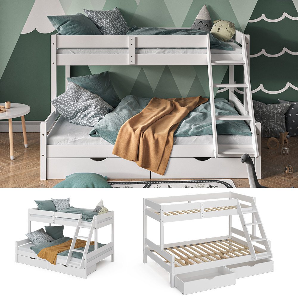 Vitalispa Stapelbed Wit 140x200 / 90x200 cm met laden, Everest | Wit ...