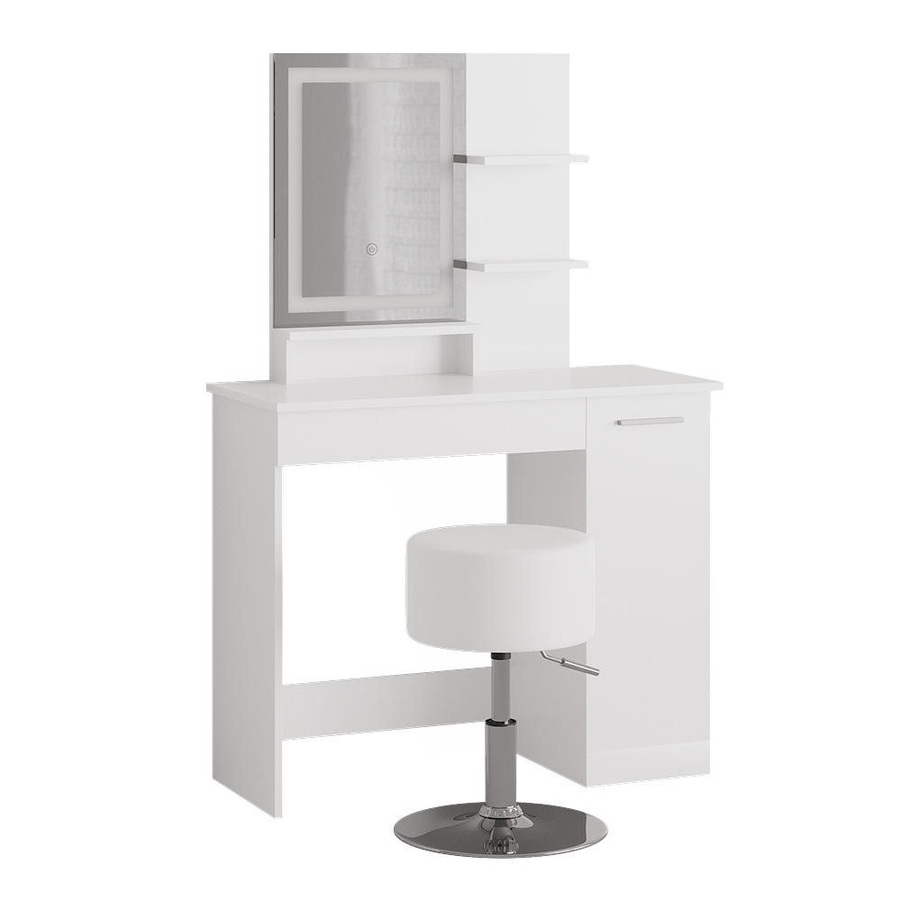 Vicco Coiffeuse "Julia" blanche avec tabouret et miroir LED