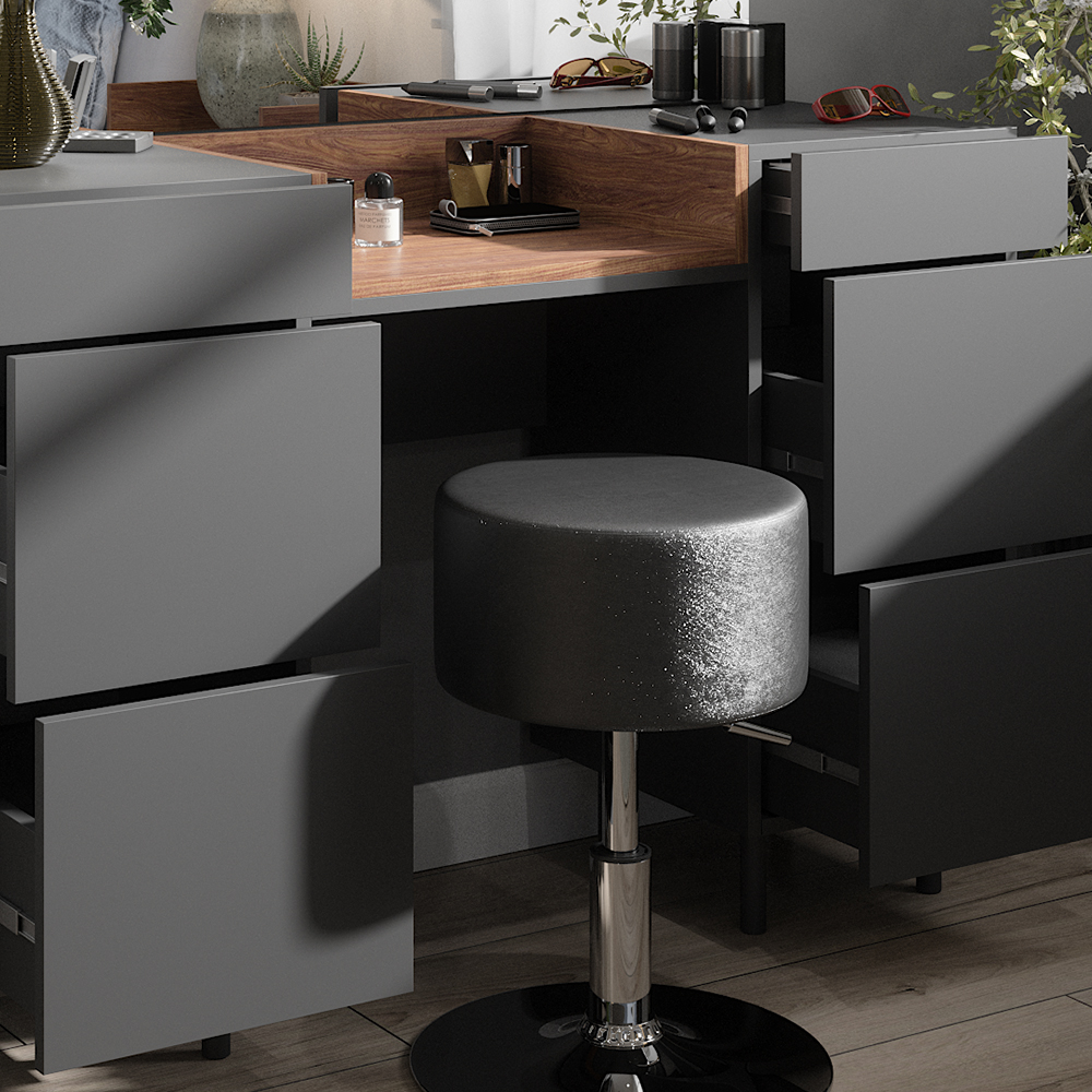 Vicco Vanity table Anthracite 120 cm with stool, Anika | mit Spiegel ...