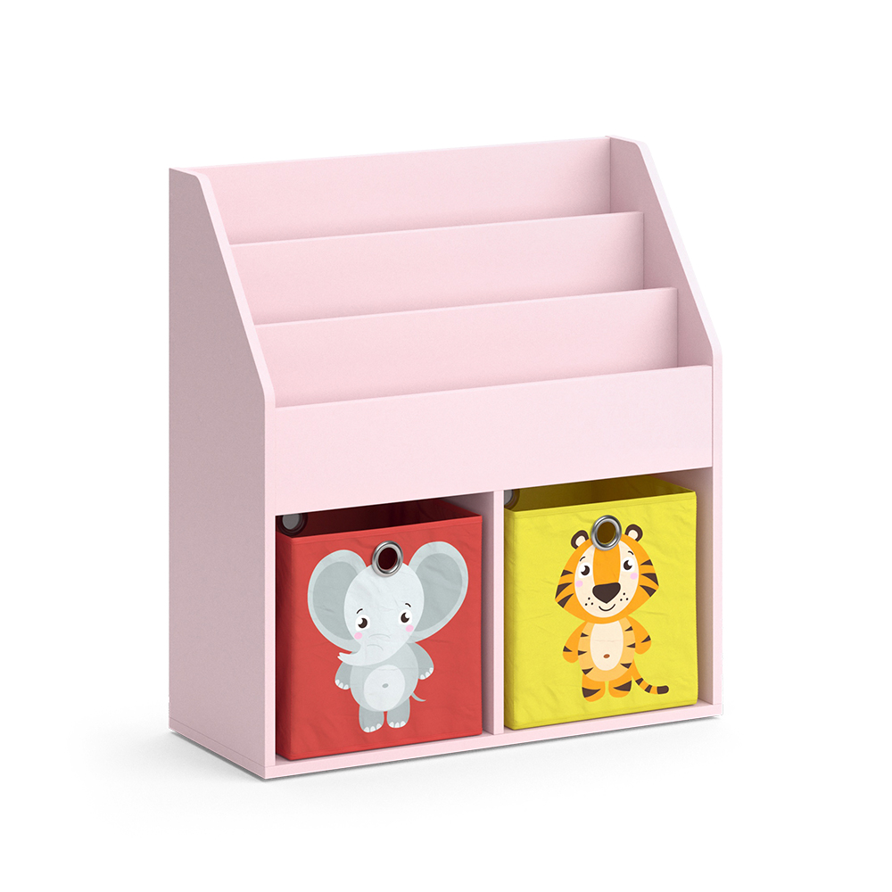 Vicco Kids' shelf Pink 72 x 79 cm with 2 folding boxes (elephant, tiger ...