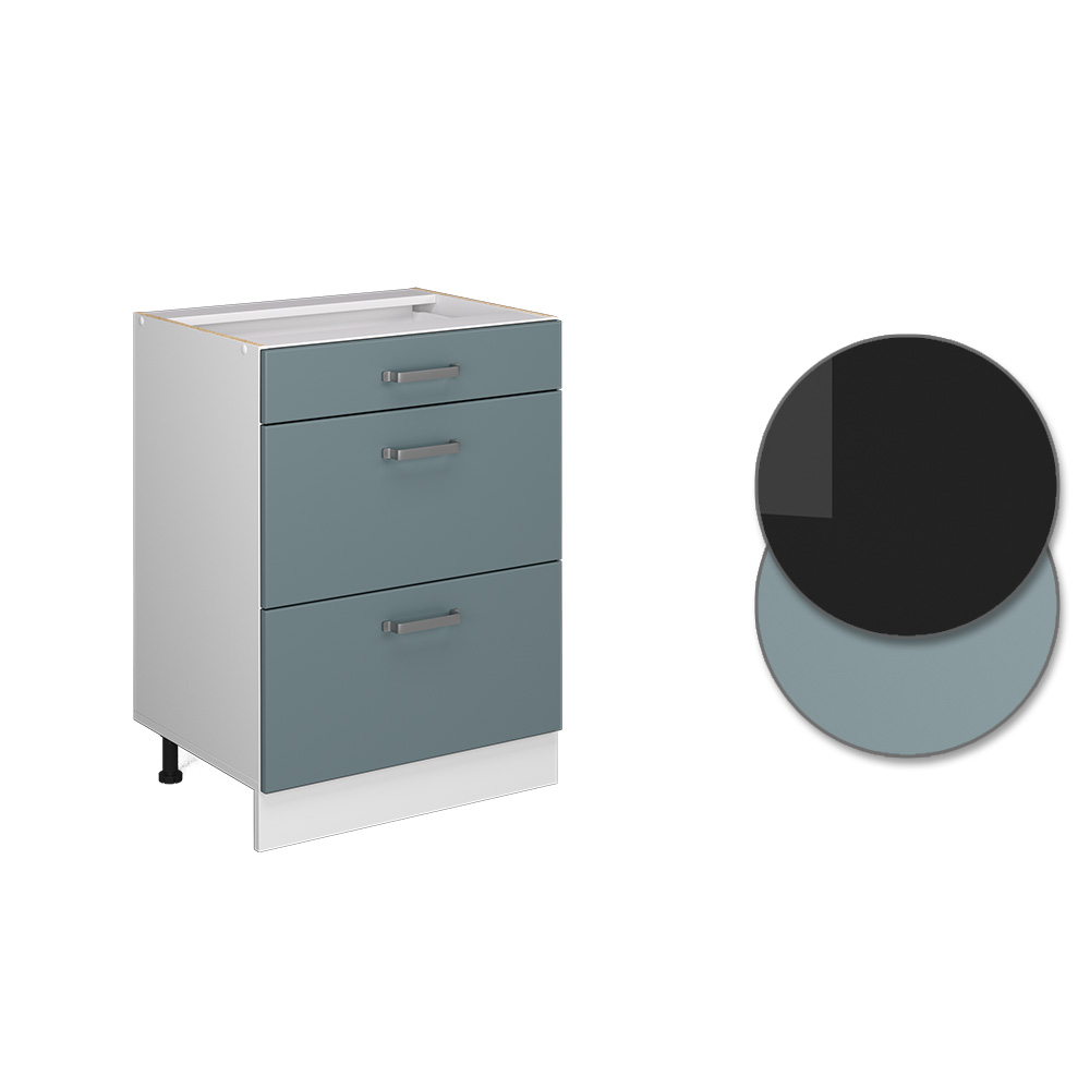 livinity® Kitchen base cabinet Blue-Grey 60 cm with drawers, without ...