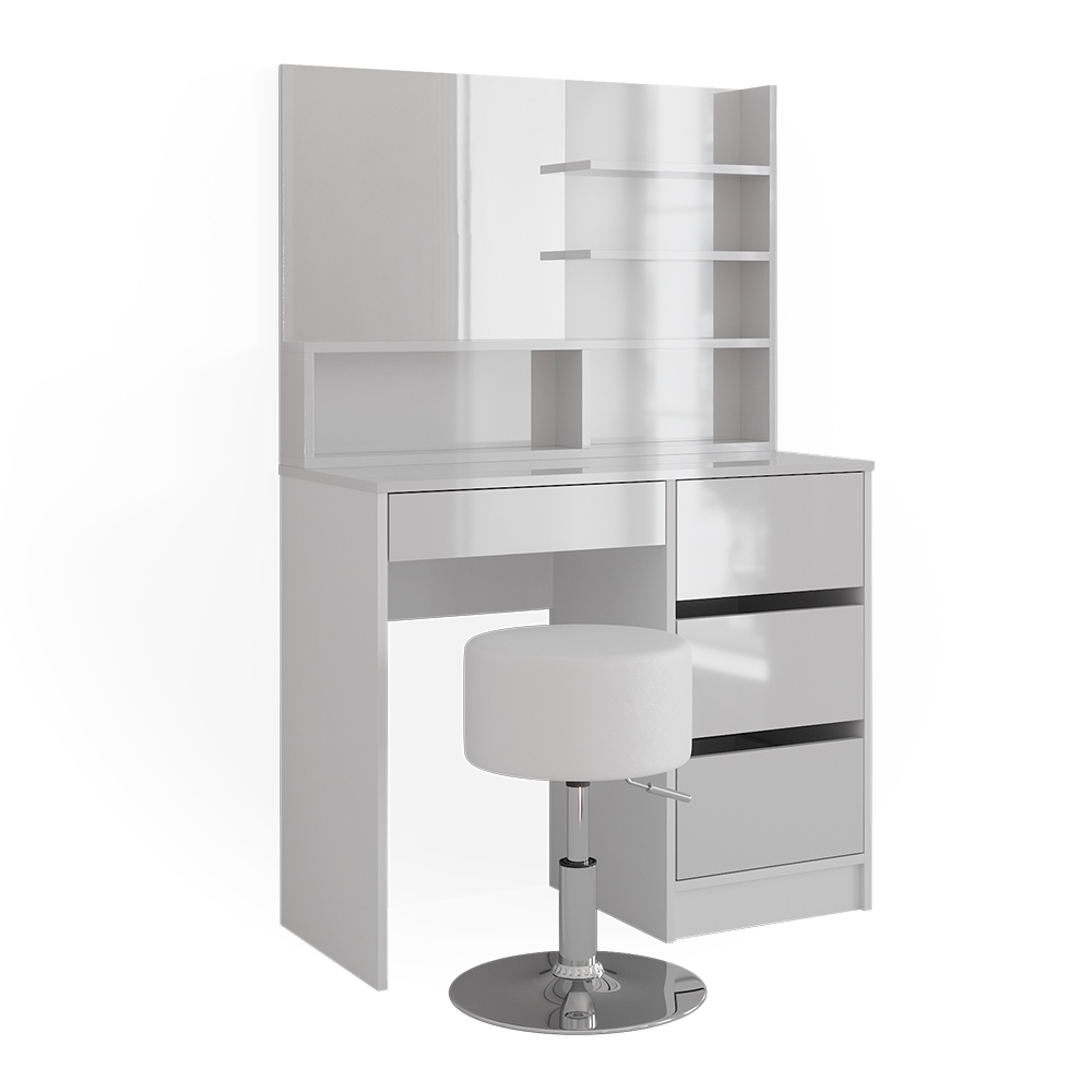 Vicco Vanity table White 140 cm with stool, Sherry | mit Spiegelregal ...