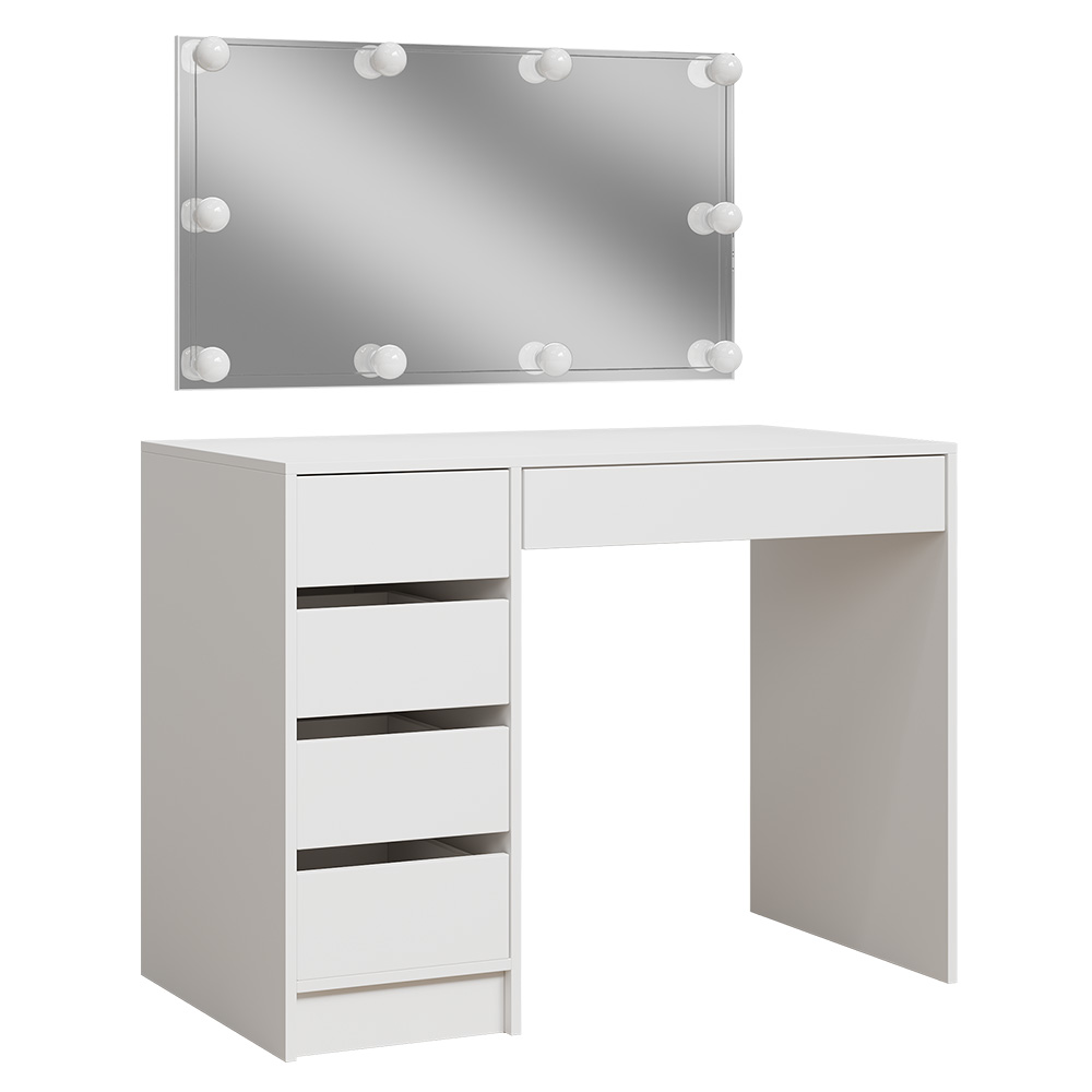 Vicco Coiffeuse "Thalia", Blanc Haute brillance, 100 cm avec éclairage ...