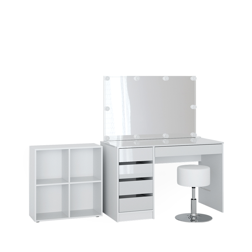 Vicco Dressing table White 120 cm 4 parts, with standing shelf, mirror ...
