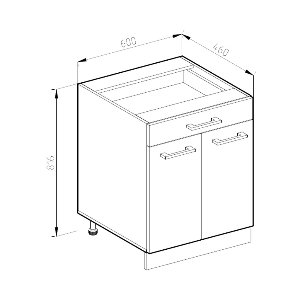 Vicco Kitchen base cabinet White High Gloss 60 cm with drawer, WT Oak ...