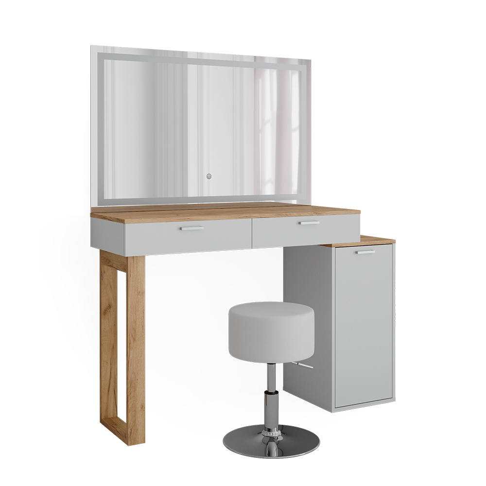 Vicco Coiffeuse Blanc 129.6cm avec miroir LED et tabouret, Regina ...