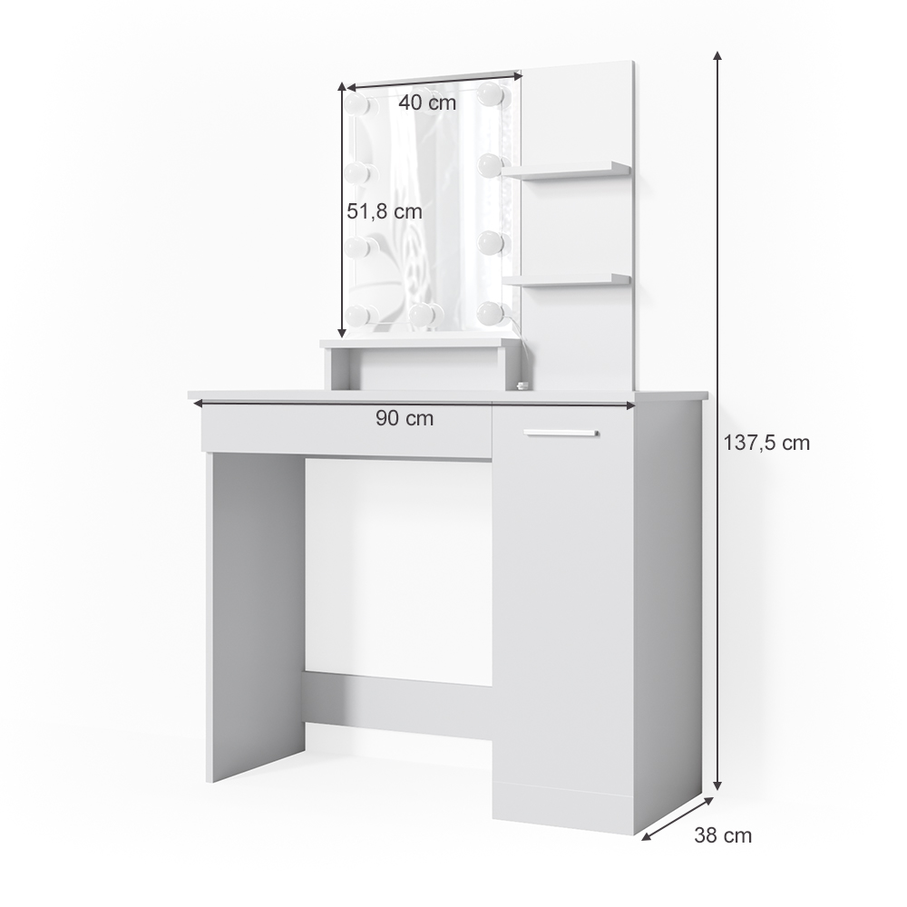 Acheter Vicco Coiffeuse "Julia" blanc + LED