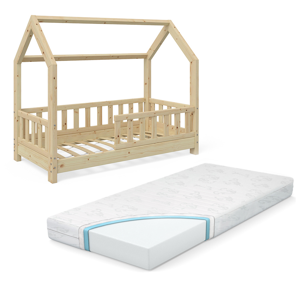 Lit d'enfant "Wiki" 140x70 Naturel avec protection contre les chutes ...