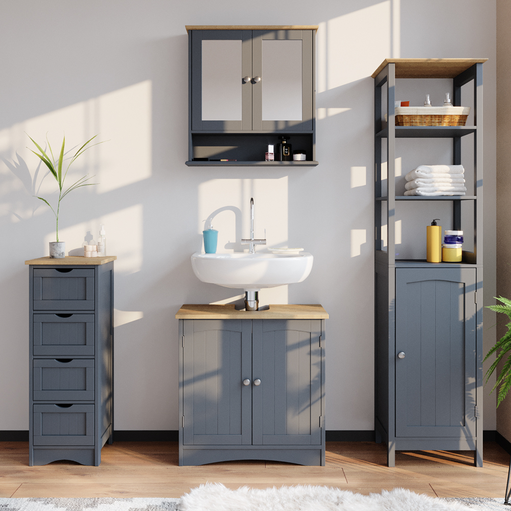 livinity® Sink base cabinet Grey 60 x 60 cm, Bianco | Grau | 3099