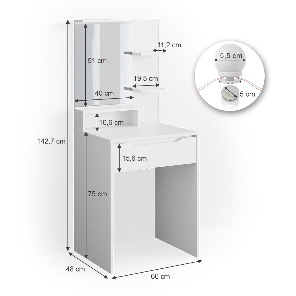 Acheter Vicco Coiffeuse "Ruben" Blanc Petit + LED
