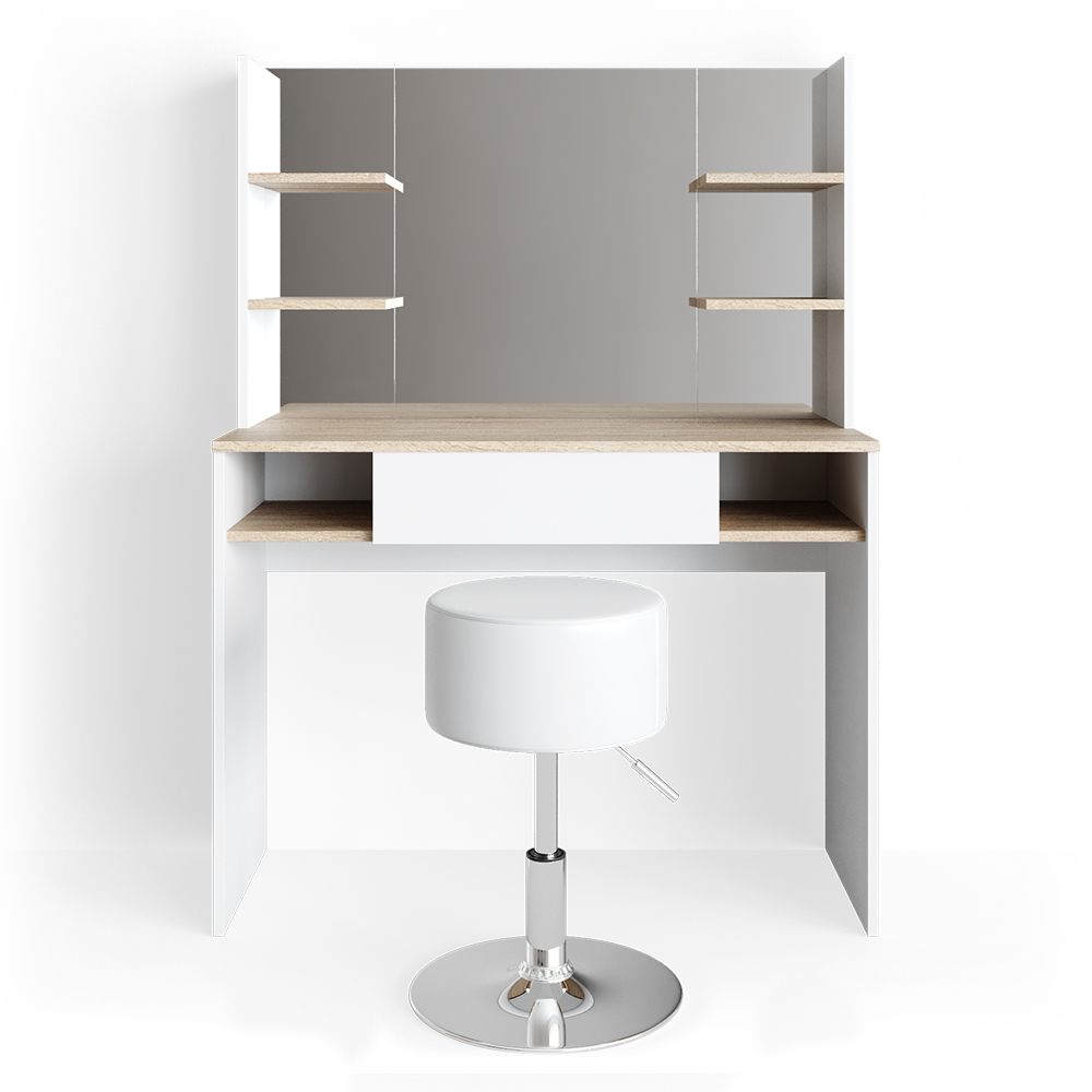 Vicco "Daenerys" Dressing Table White/Sonoma + Stool