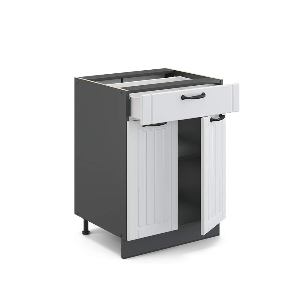 livinity® Kitchen base cabinet White country house 60 cm with drawer ...
